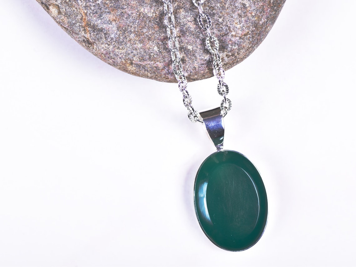 Onyx vert collier Onyx pendentif Onyx bijoux vert Onyx argent Collier ...