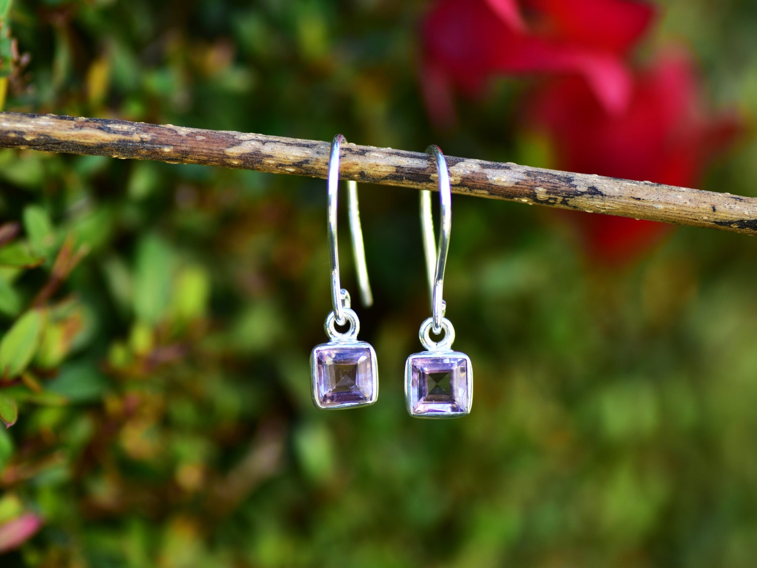 Amethyst Earring Silver Amethyst Earring Genuine Amethyst Jewelry ...