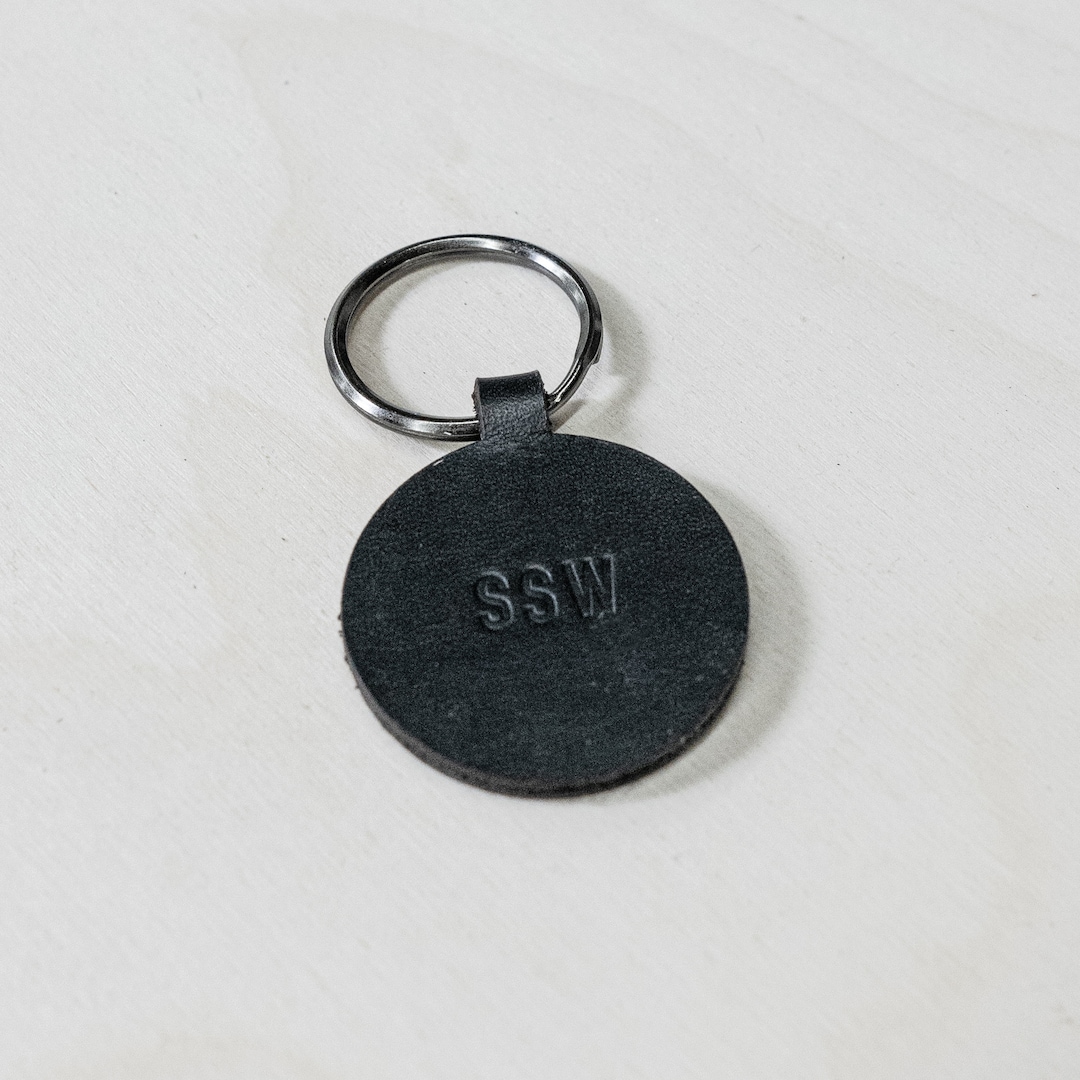 Custom Leather Circle Keychain. Monogrammed Personalized Full Grain ...