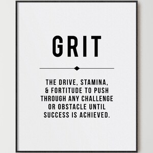 Grit Office Wall Art, Minimalist Office Decor, Motivational Quote ...
