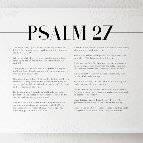 Psalm 27 Bible Verse Wall Art Christian Poster Scripture Wall - Etsy
