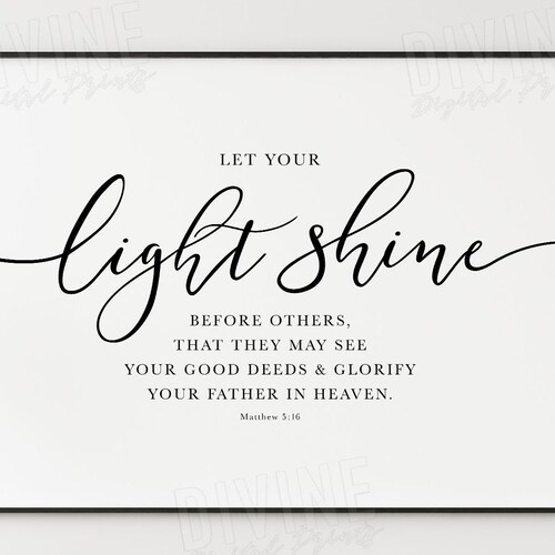 Let Your Light Shine Before Others Matthew 5:16 Christian - Etsy