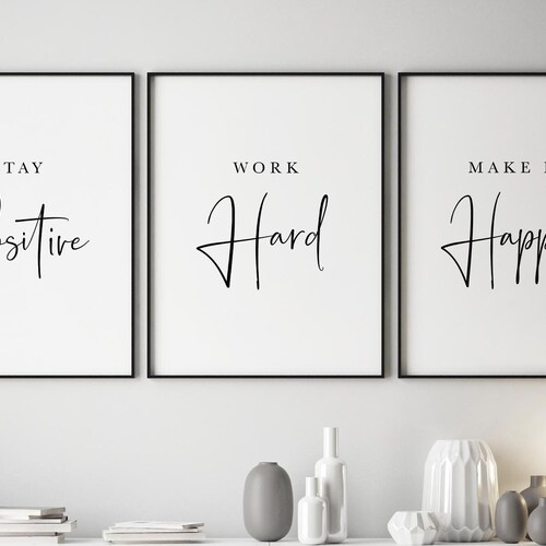 Stay Positive Office Set of 3 Inspirational Office Wall Art - Etsy