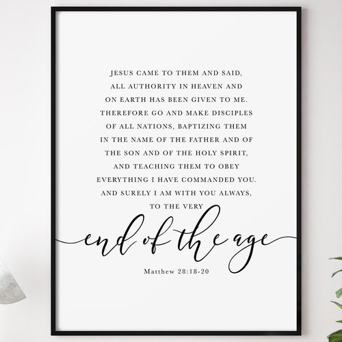 Bible Verse Wall Art Scripture Printable Matthew 28:20 Print - Etsy
