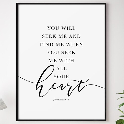 Jeremiah 29:13 NIV Bible Verse Wall Art Farmhouse Christian - Etsy
