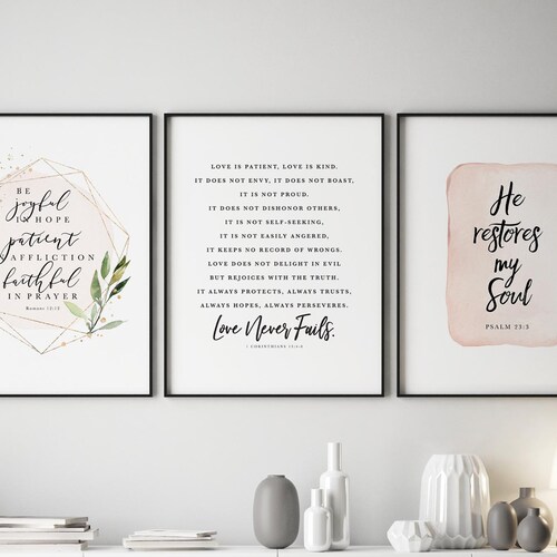 Bible Verse Wall Art Gallery Set of 3 Prints Be Still in - Etsy