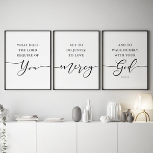 Micah 6:8 NKJV Bible Verse Wall Art, Living Room Above Couch Print ...