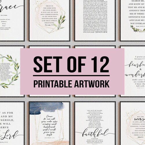 Set of 12 Scripture Gallery Set Christian Prints Bible Verse - Etsy