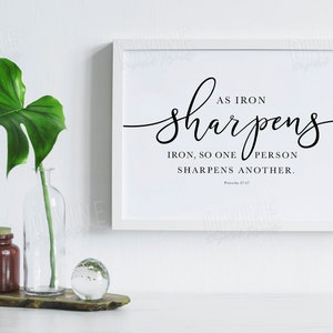 Iron Sharpens Iron Quote, Proverbs 27 17, NIV Bible Verse Wall Art ...