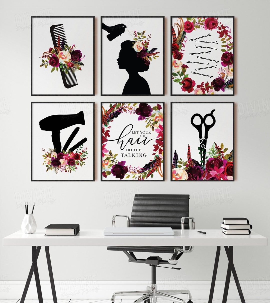 Hair Salon Decor, Glam Beauty Salon Prints, Hairdresser Reception Wall ...