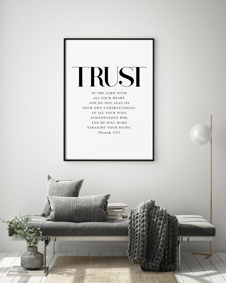Trust in the Lord Bible Verse Wall Art Proverbs 3:5-6 ESV | Etsy