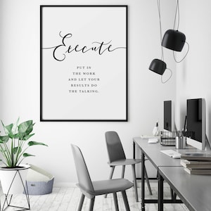 Execution Office Wall Art, Execute Definition Print, Girl Boss Office ...