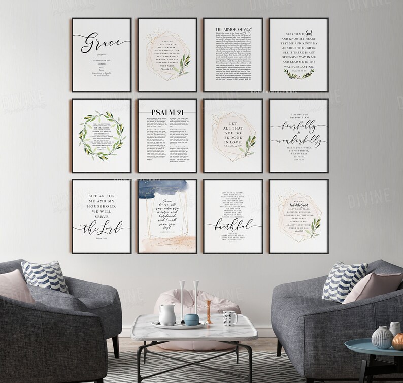 Christian Wall Art Bible Verse Prints Scripture Artwork Set - Etsy