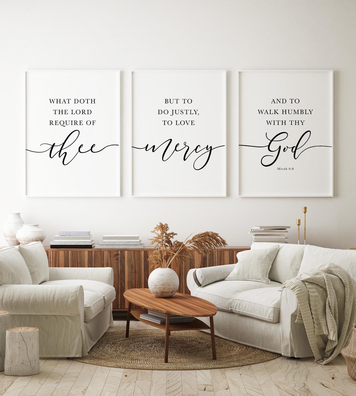 Micah 6:8 KJV Bible Verse Wall Art Living Room Above Couch | Etsy