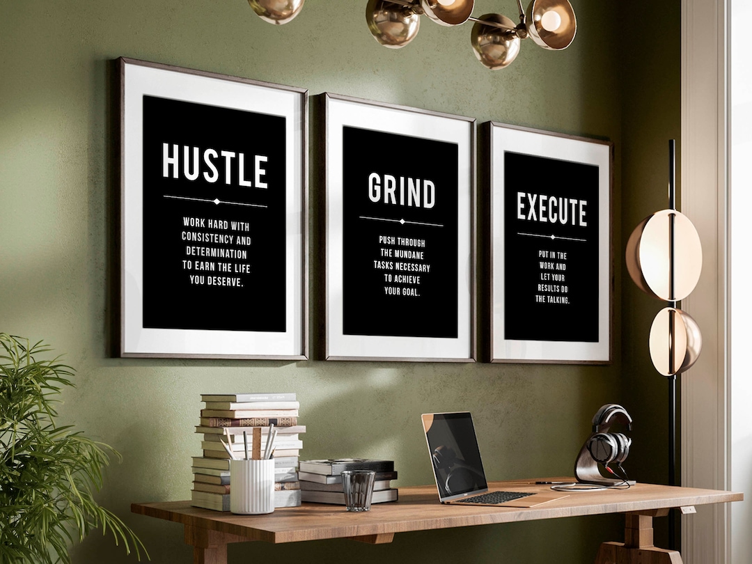 Motivational Wall Decor Office Wall Art 3 Piece Hustle Poster 3 Piece ...