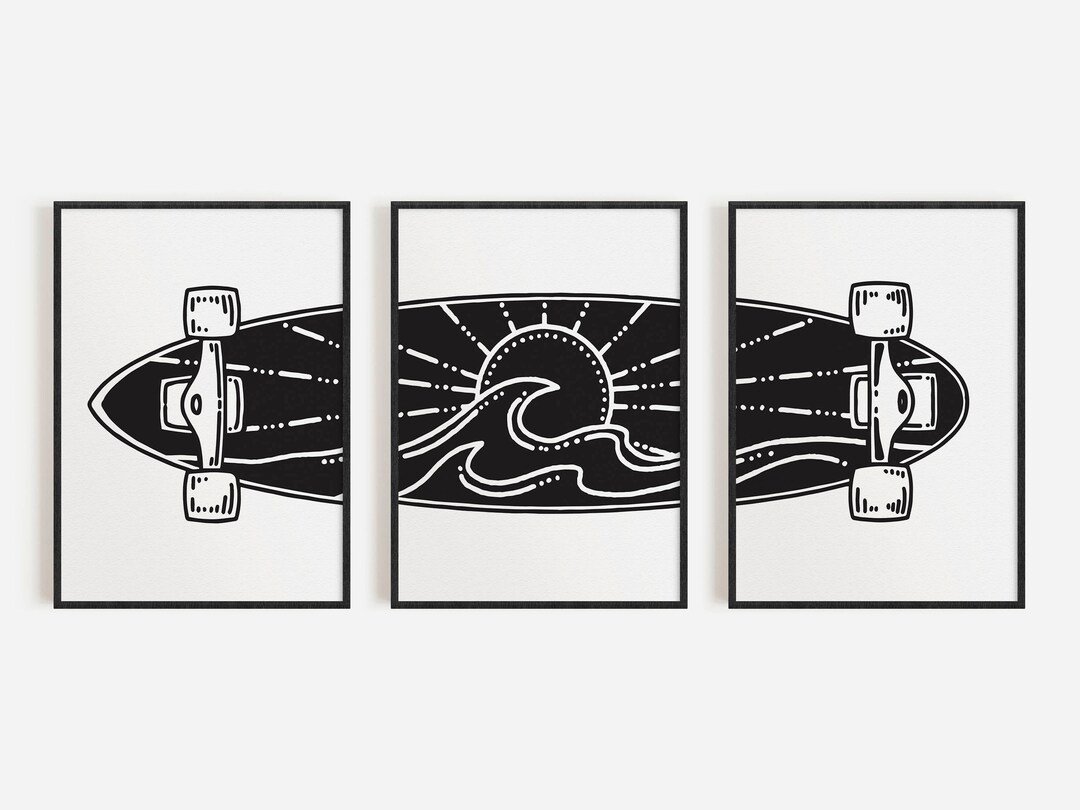 Cool Teenager Longboard Poster, Costal Skate Decor Printable Wall Art ...