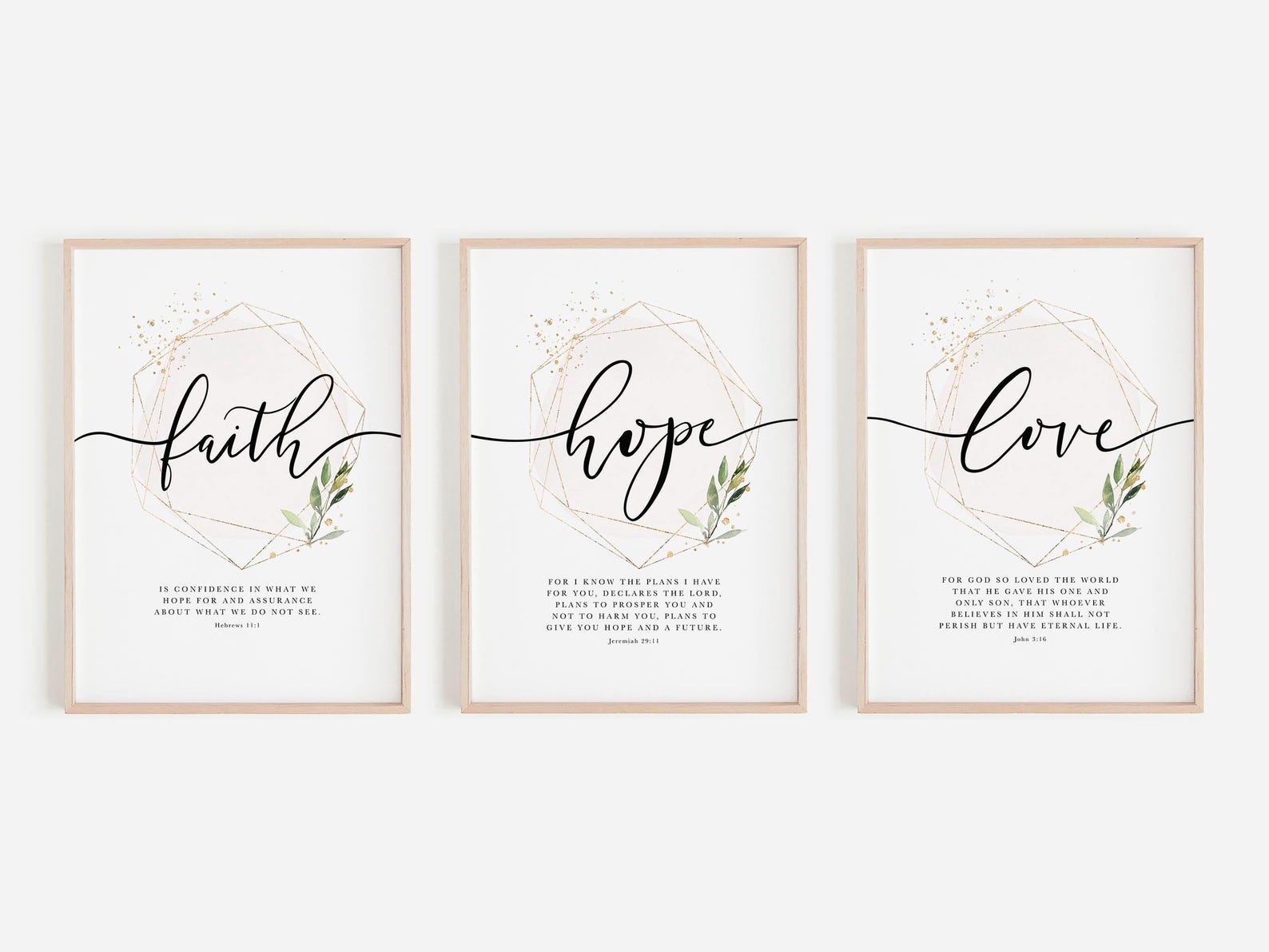 Faith Hope Love Wall Art: Christian Bible Verse Prints (digital ...