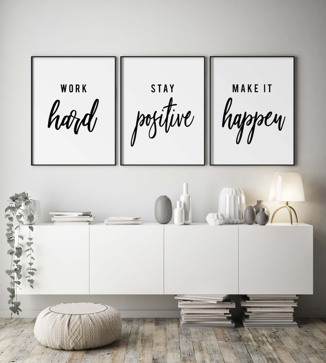 Modern Office Decor Motivational Quote Work Hard Stay | Etsy