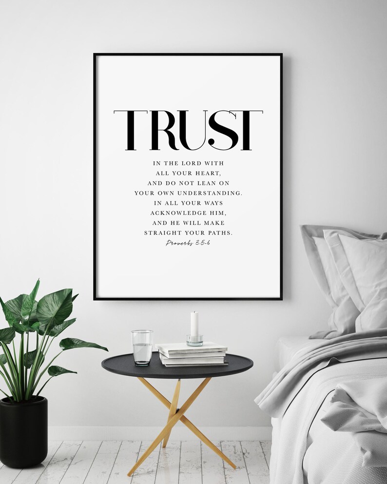Trust In The Lord Bible Verse Wall Art Proverbs 3 5 6 Esv Etsy