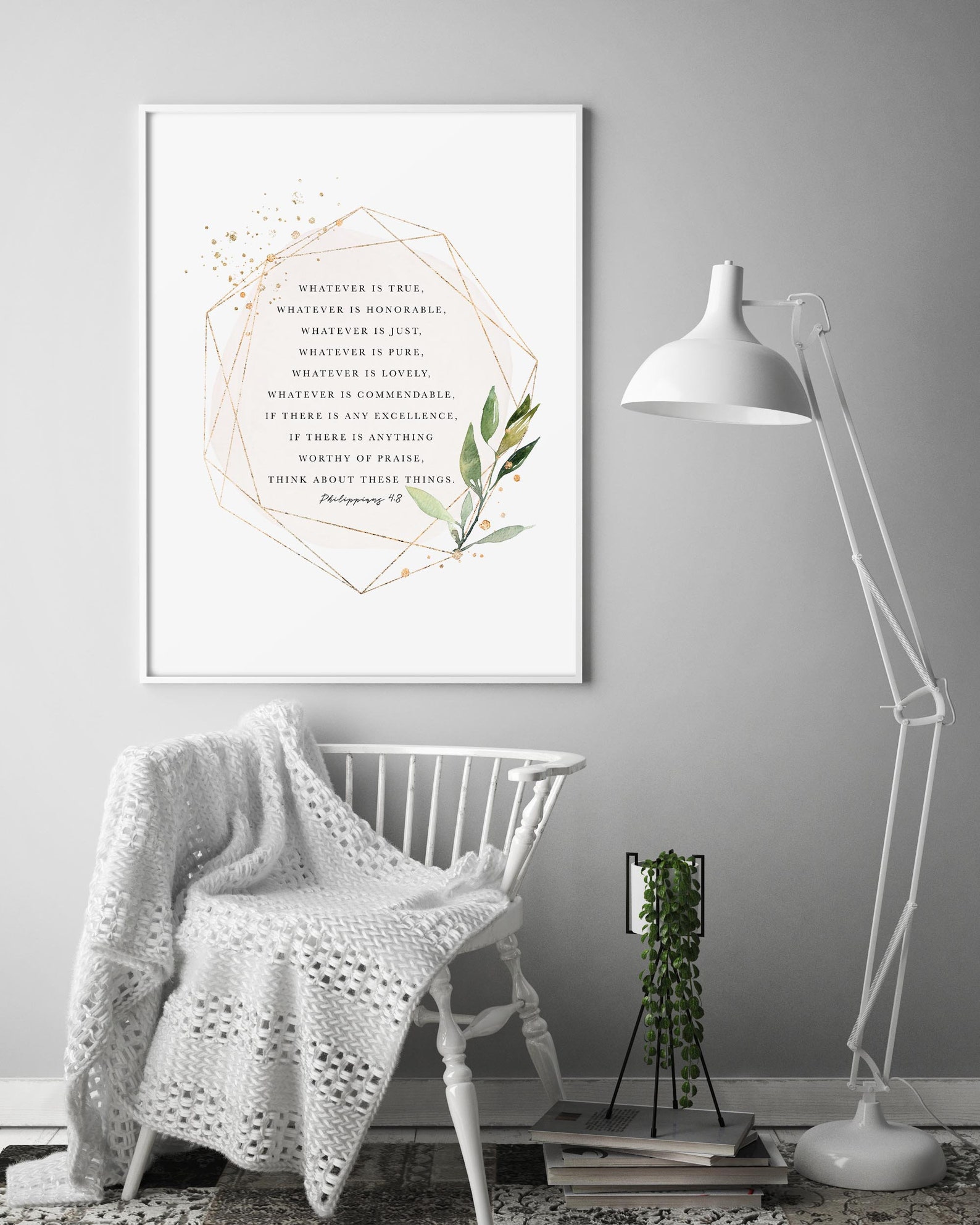 Philippians 4 8 ESV Bible Verse Quote Scripture Wall Art for - Etsy