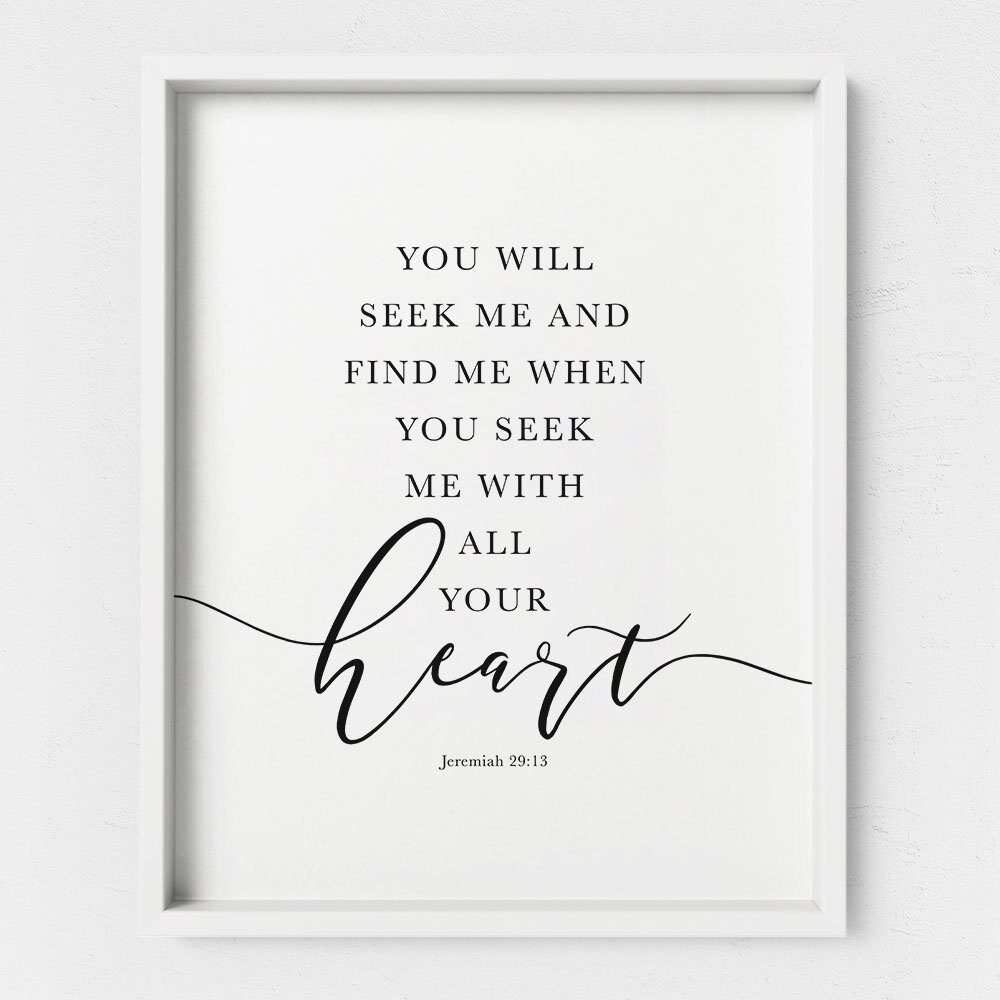 Jeremiah 29:13 NIV Bible Verse Wall Art Farmhouse Christian - Etsy