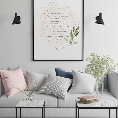 Philippians 4 8 KJV Print Christian Wall Art Bible Verse - Etsy