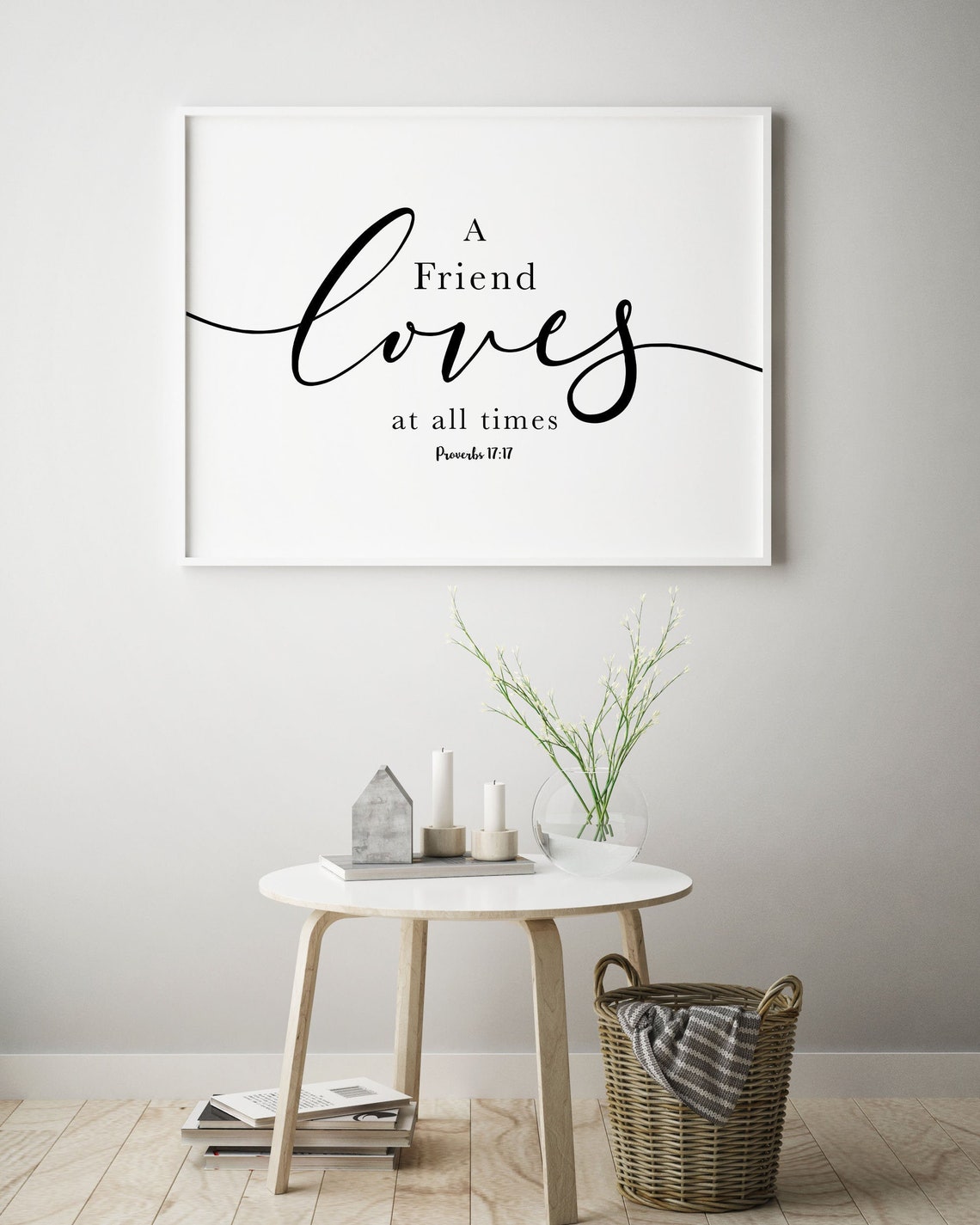 Friendship Gift Proverbs 17 Bible Verse Wall Art A Friend | Etsy