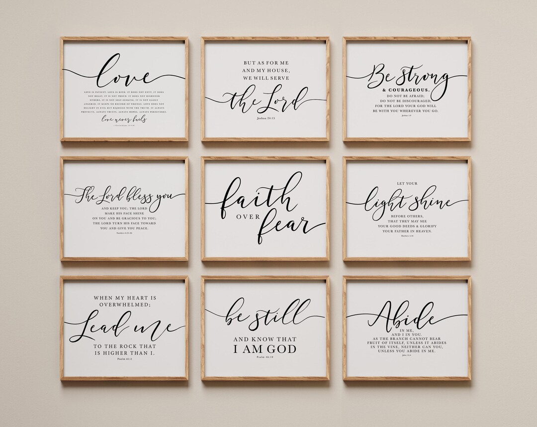 Christian Scripture Wall Art Prints: Farmhouse Bible Verse Set (digital ...