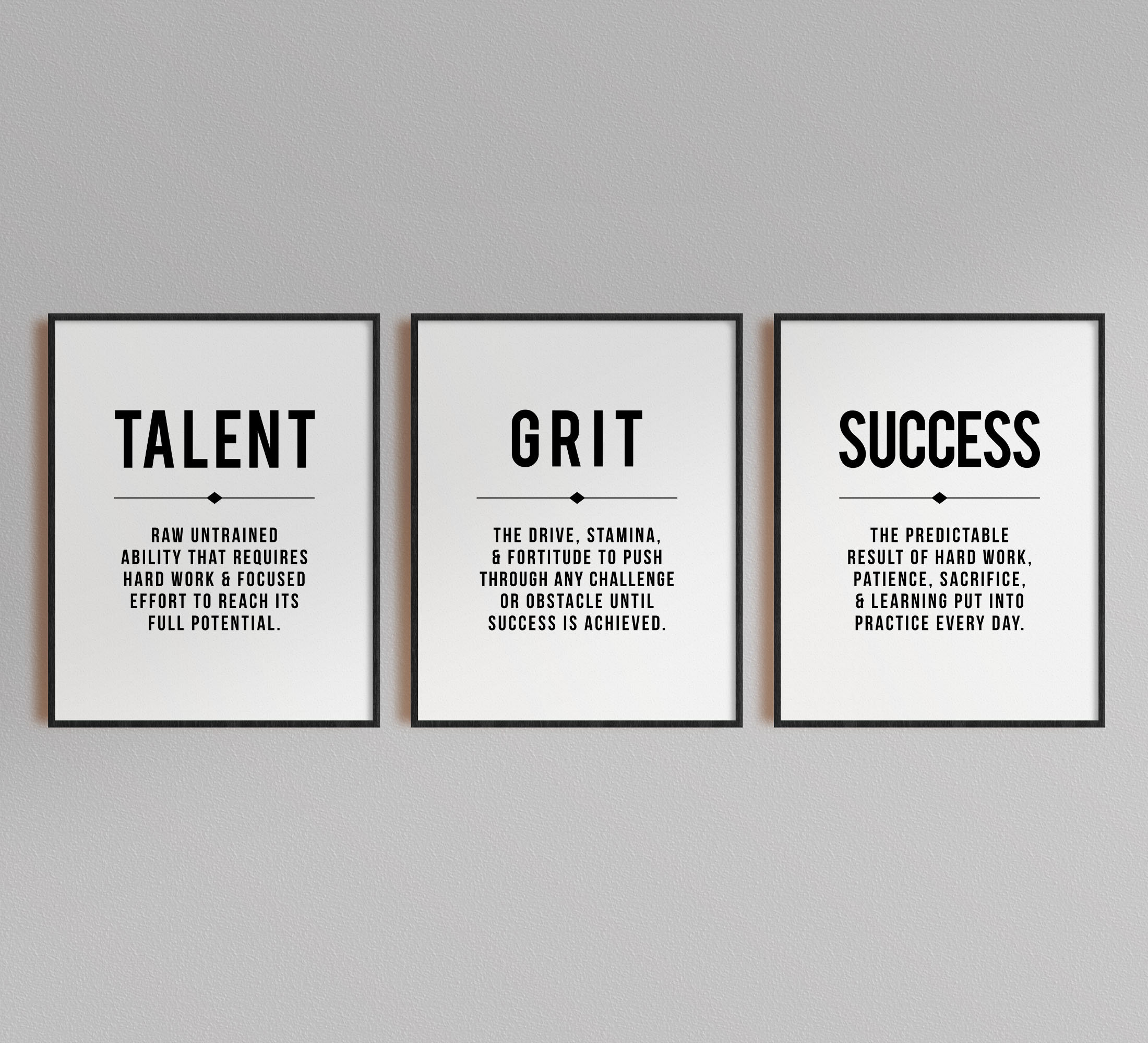 Talent Grit Success Quote Office Decor Set of 3 Prints Large - Etsy Canada