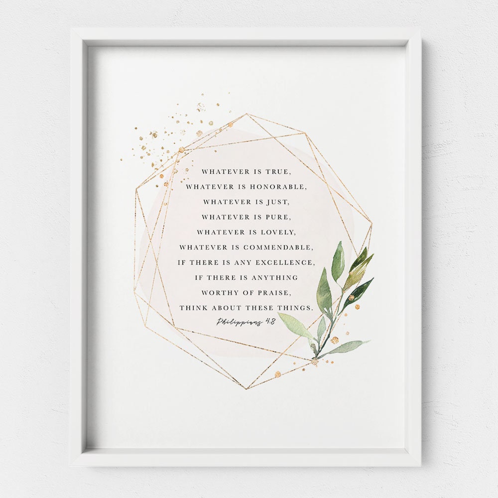 Philippians 4 8 ESV Bible Verse Quote Scripture Wall Art for | Etsy ...