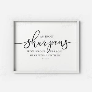 Iron Sharpens Iron Quote, Proverbs 27 17, NIV Bible Verse Wall Art ...
