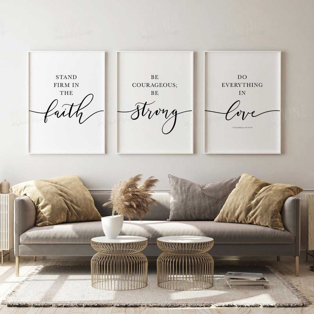 Be Courageous Quote, Bible Verse Wall Art Corinthians 16, Stand Firm ...