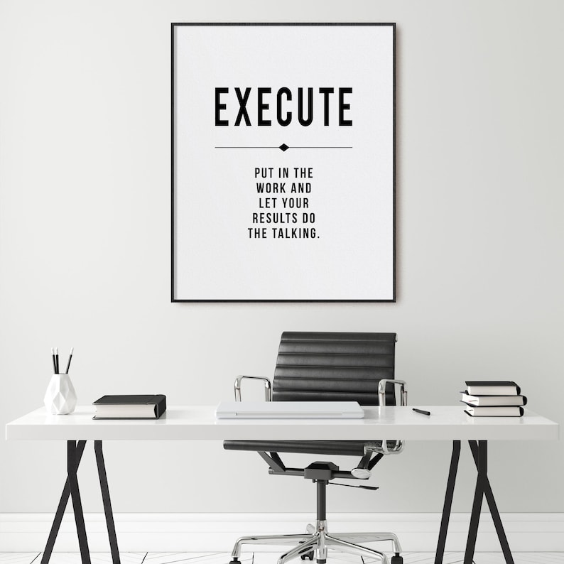 Execute Office Wall Art Word Definition Inspirational Quote | Etsy