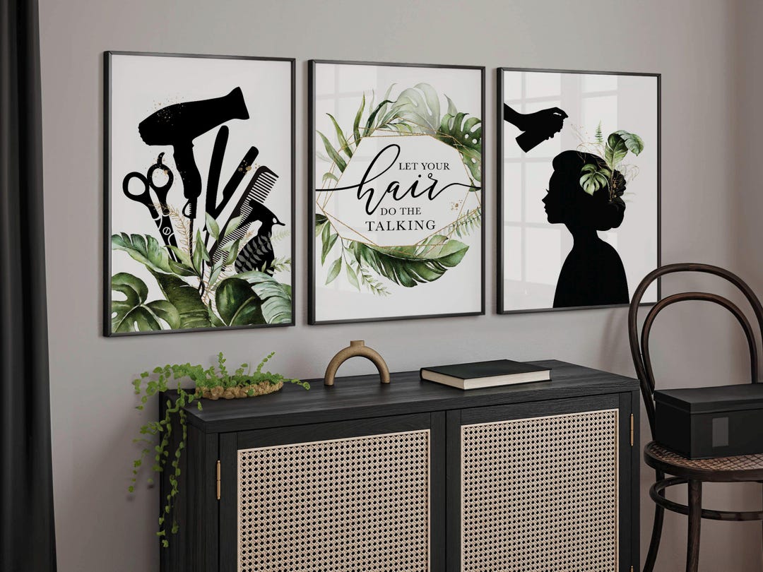 Hair Salon Decor Wall Art, Beauty Glam Decor, Hairdresser Sign, Digital ...