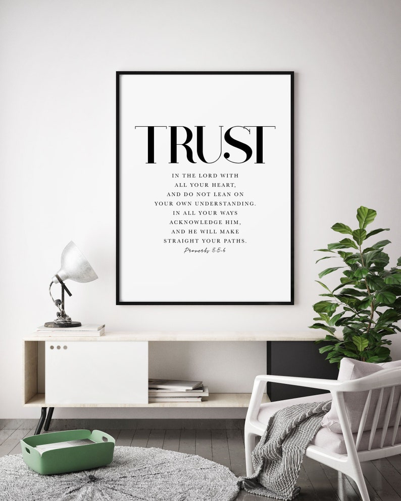 Trust In The Lord Bible Verse Wall Art Proverbs 3 5 6 Esv Etsy