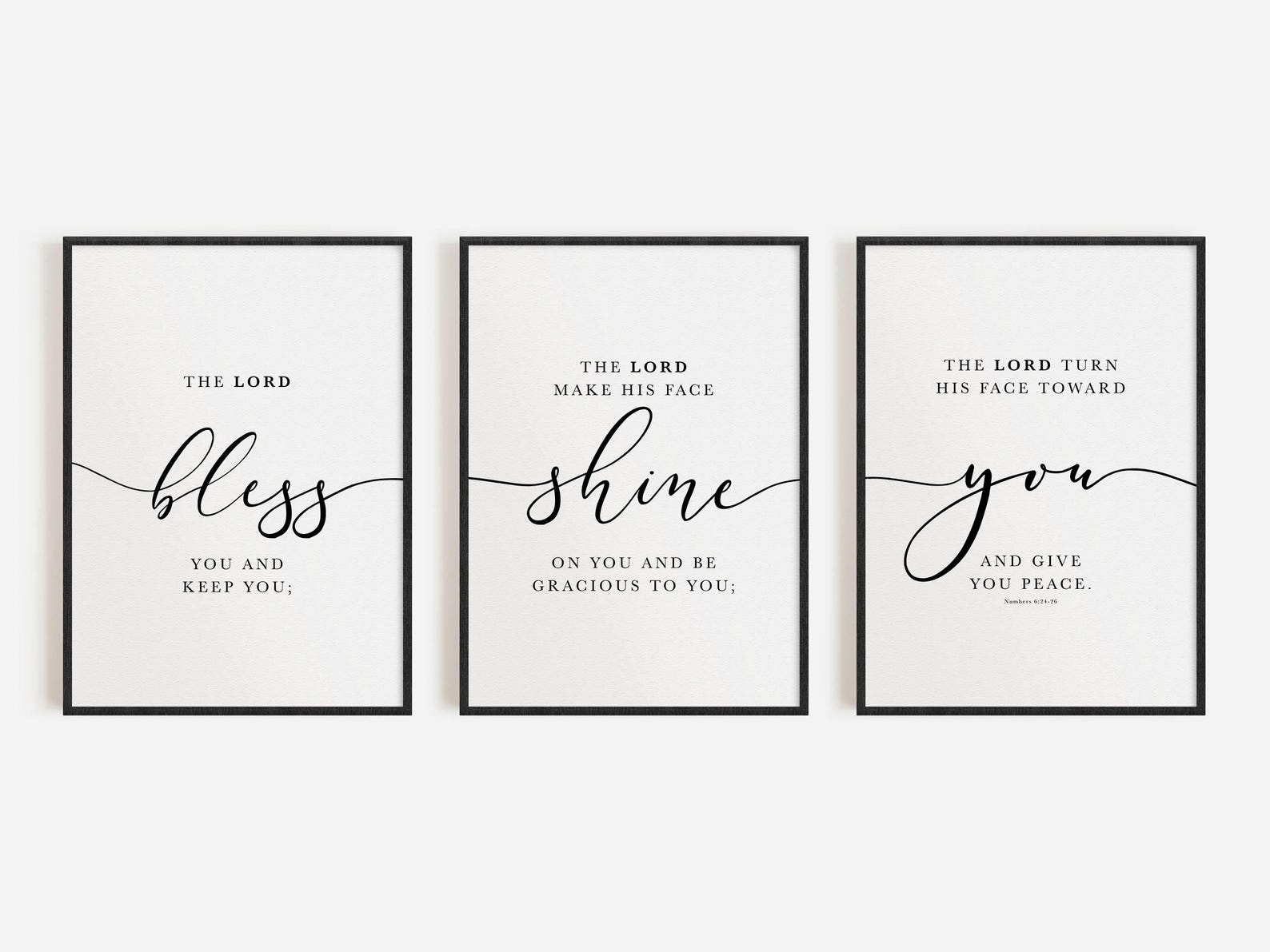 Numbers 6 Bible Verse Prints Set: Modern Christian Home Decor (digital ...