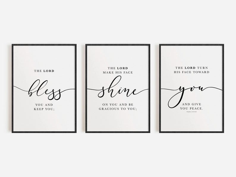 Numbers 6 Bible Verse Prints Set: Modern Christian Home Decor (digital ...