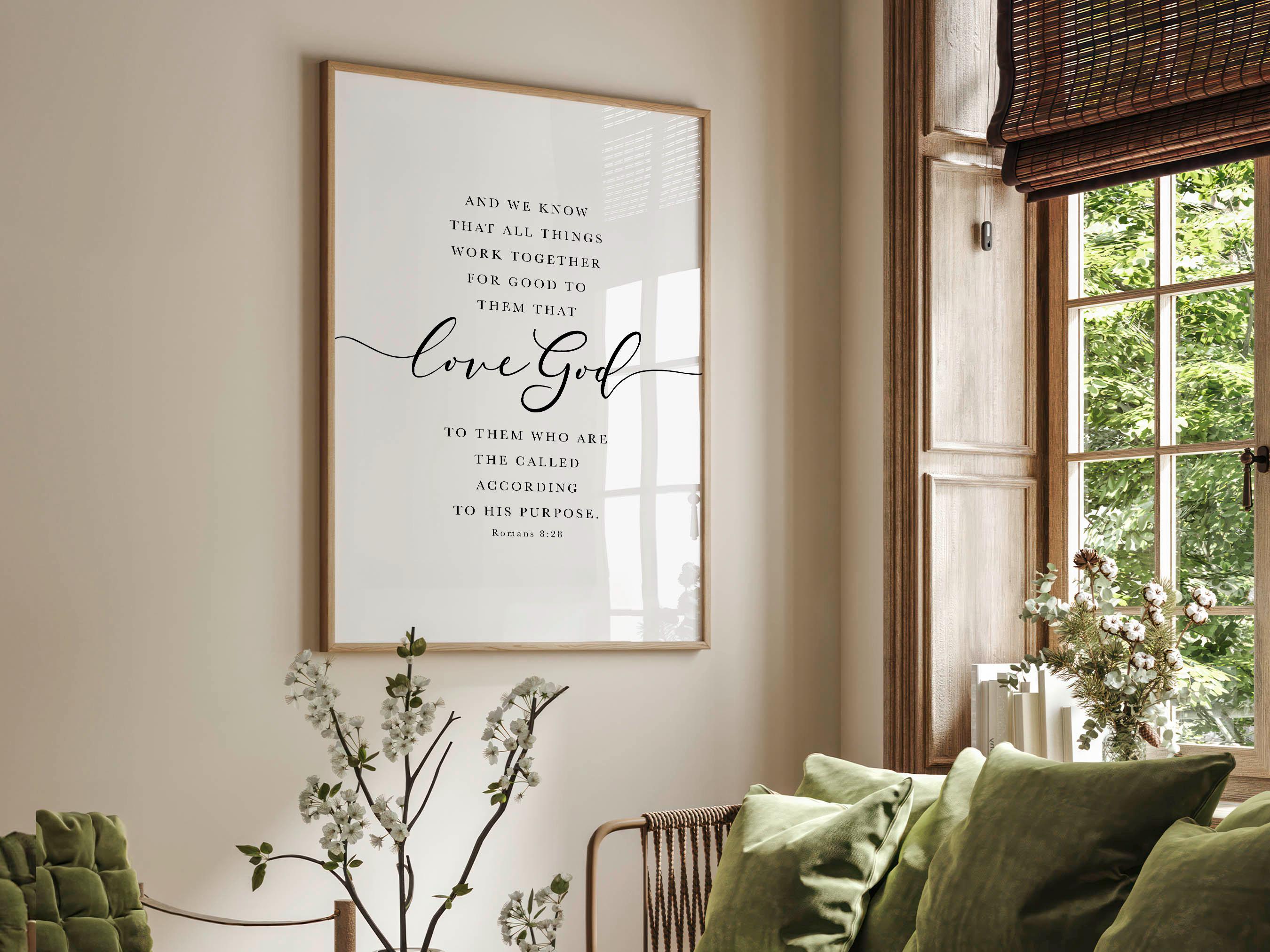 Romans 8:28 KJV Bible Verse Wall Art, Scripture Print Gift, Christian ...