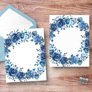Blue Writing Paper, Stationary Set, Letter Writing Set, Digital ...