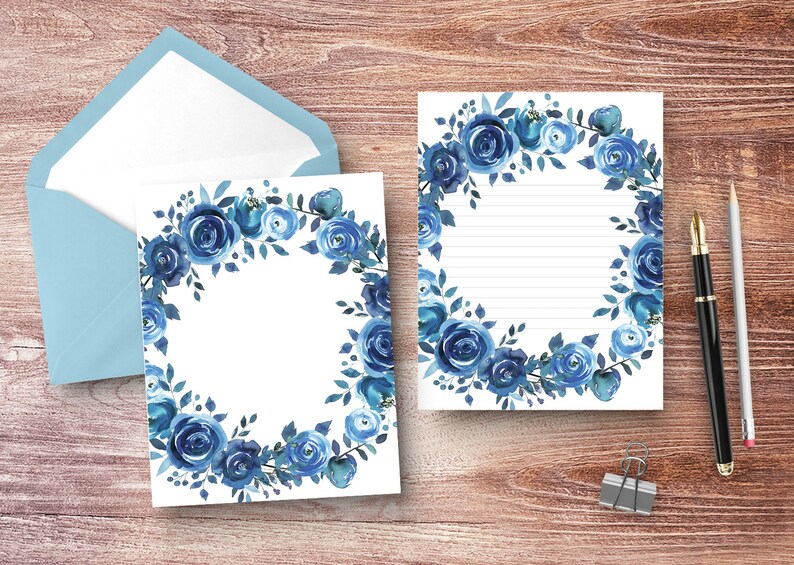 Blue Writing Paper Stationary Set Letter Writing Set - Etsy