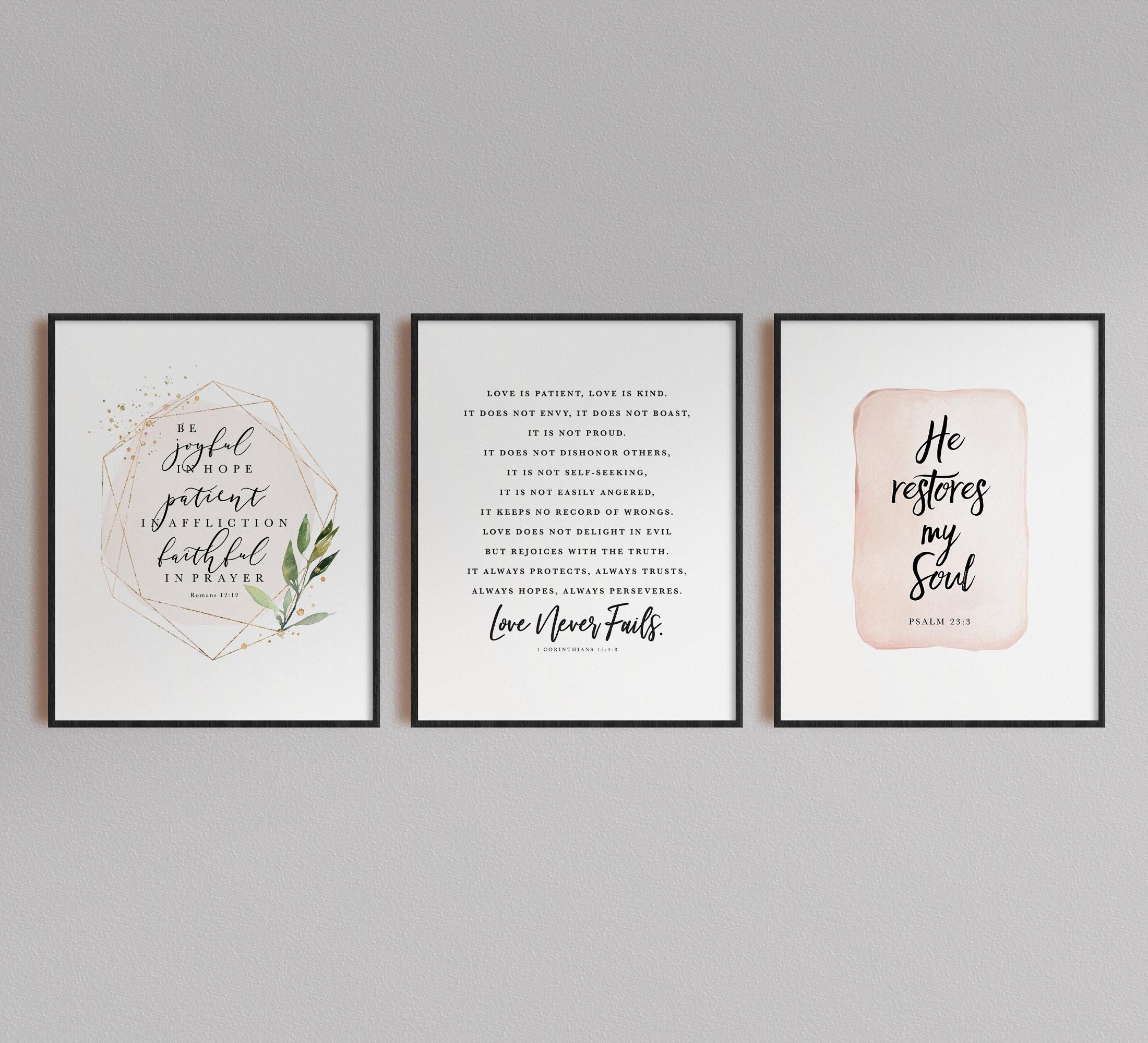 Bible Verse Wall Art Gallery Set of 3 Prints Be Joyful in - Etsy Australia