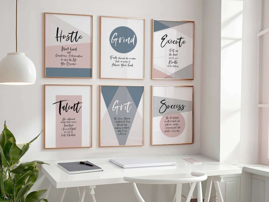 Work Wall Art Decor, Blue Pink Motivational Large Posters, Office ...