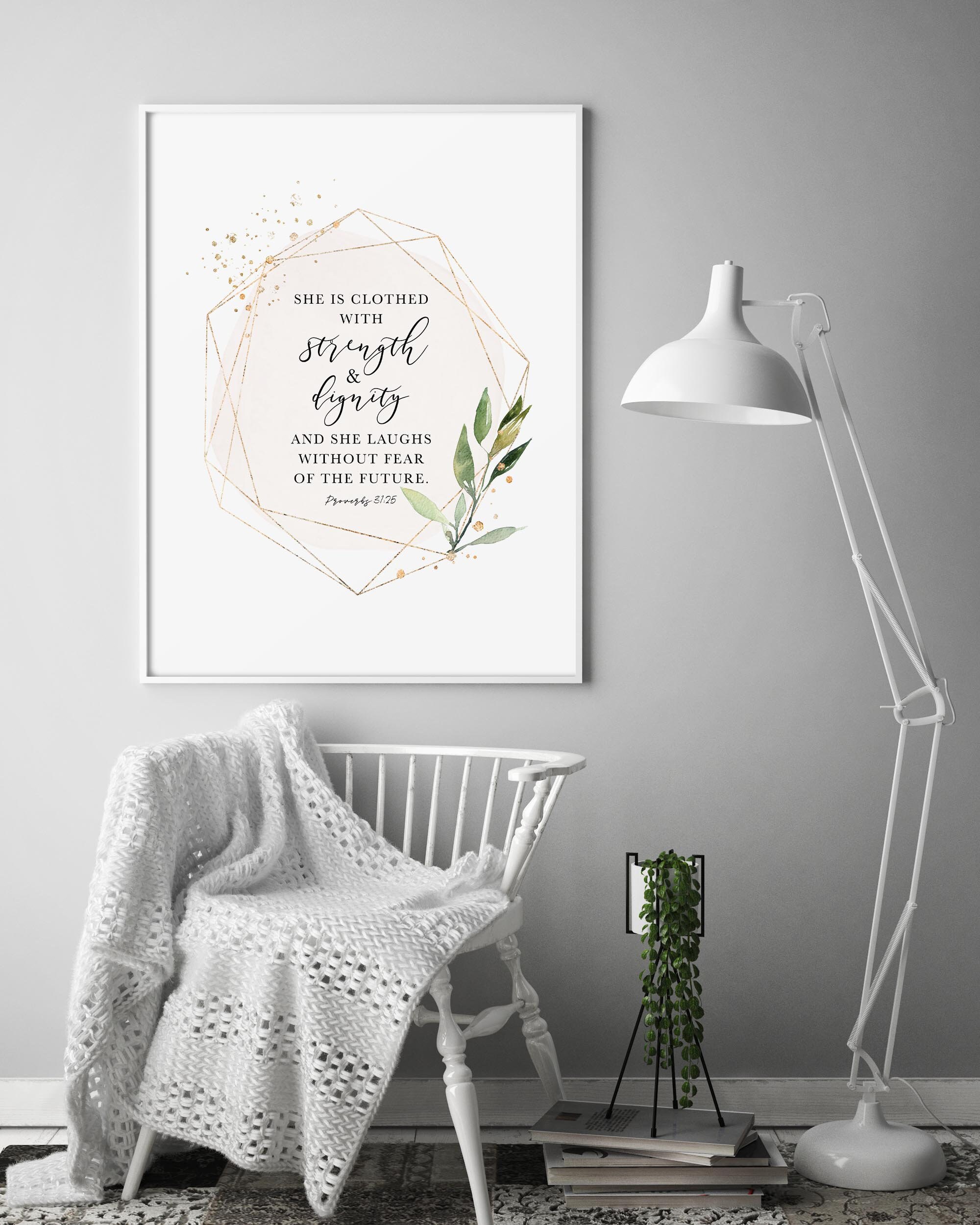 Bible Verse Wall Art Proverbs 31:25 Pink Nursery Decor - Etsy Australia