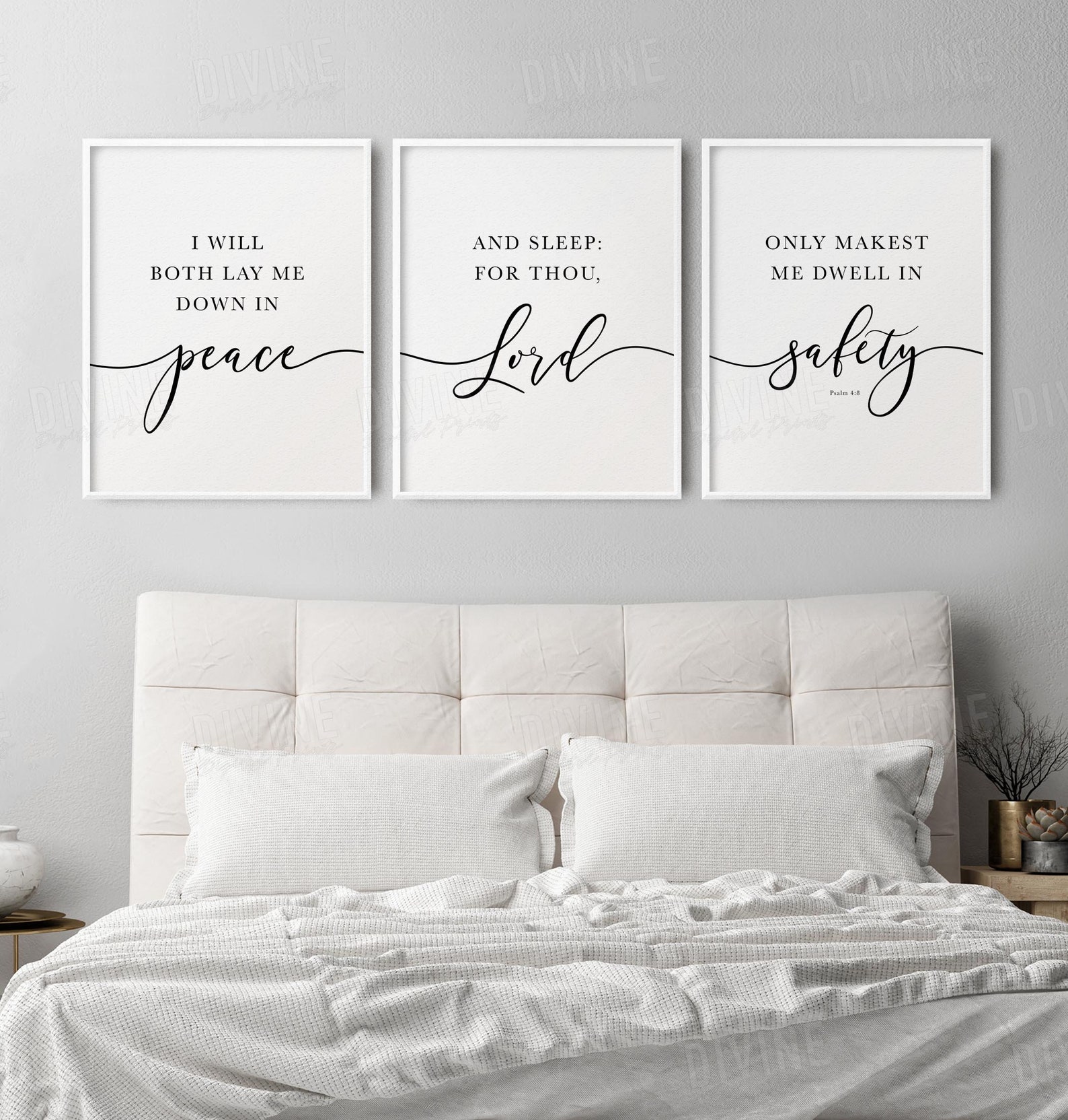 Psalm 4 8 Bible Verse Wall Art King James Version Bedroom - Etsy