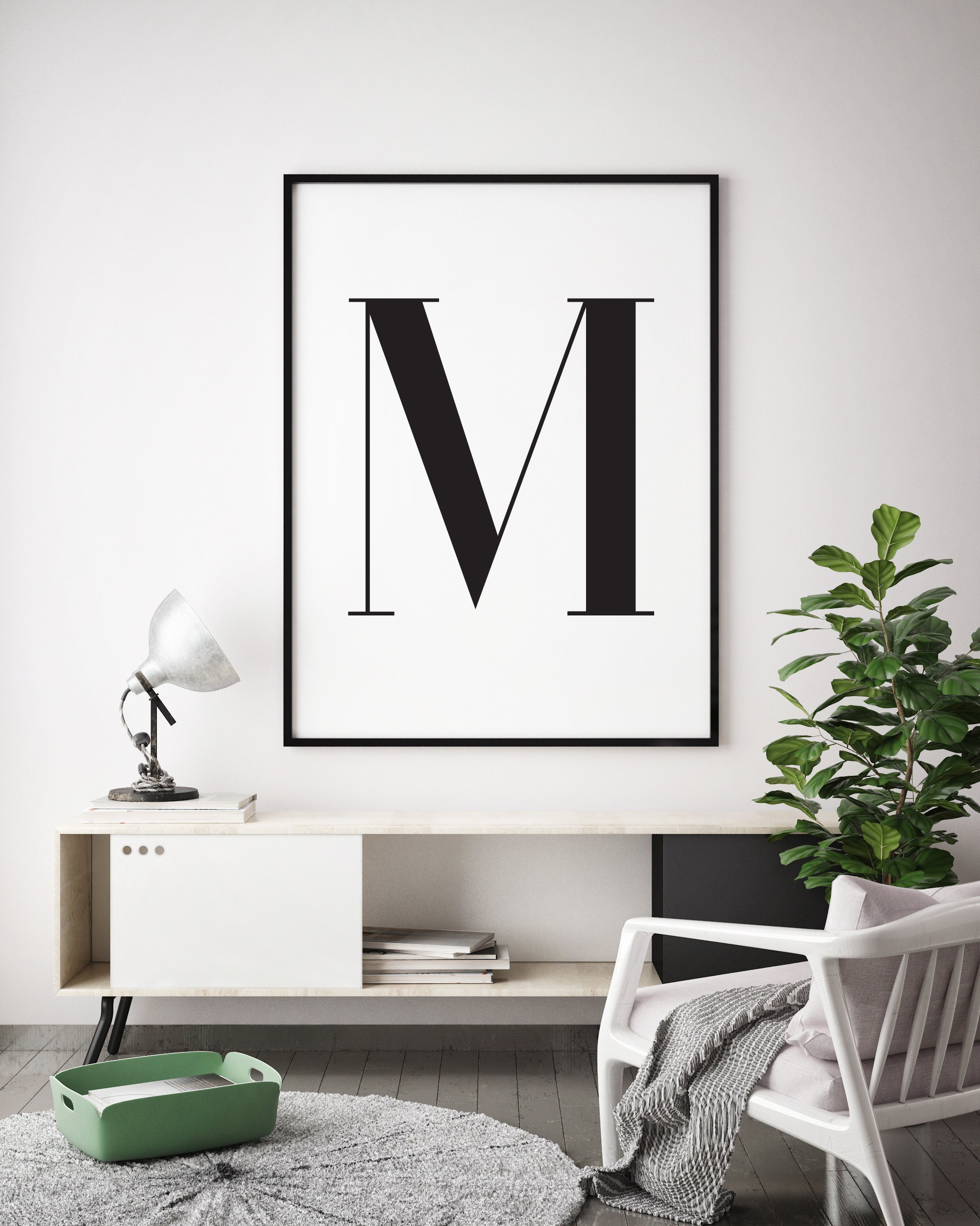 Letter M Print M Wall Art Decor Monogram Printable Nursery | Etsy