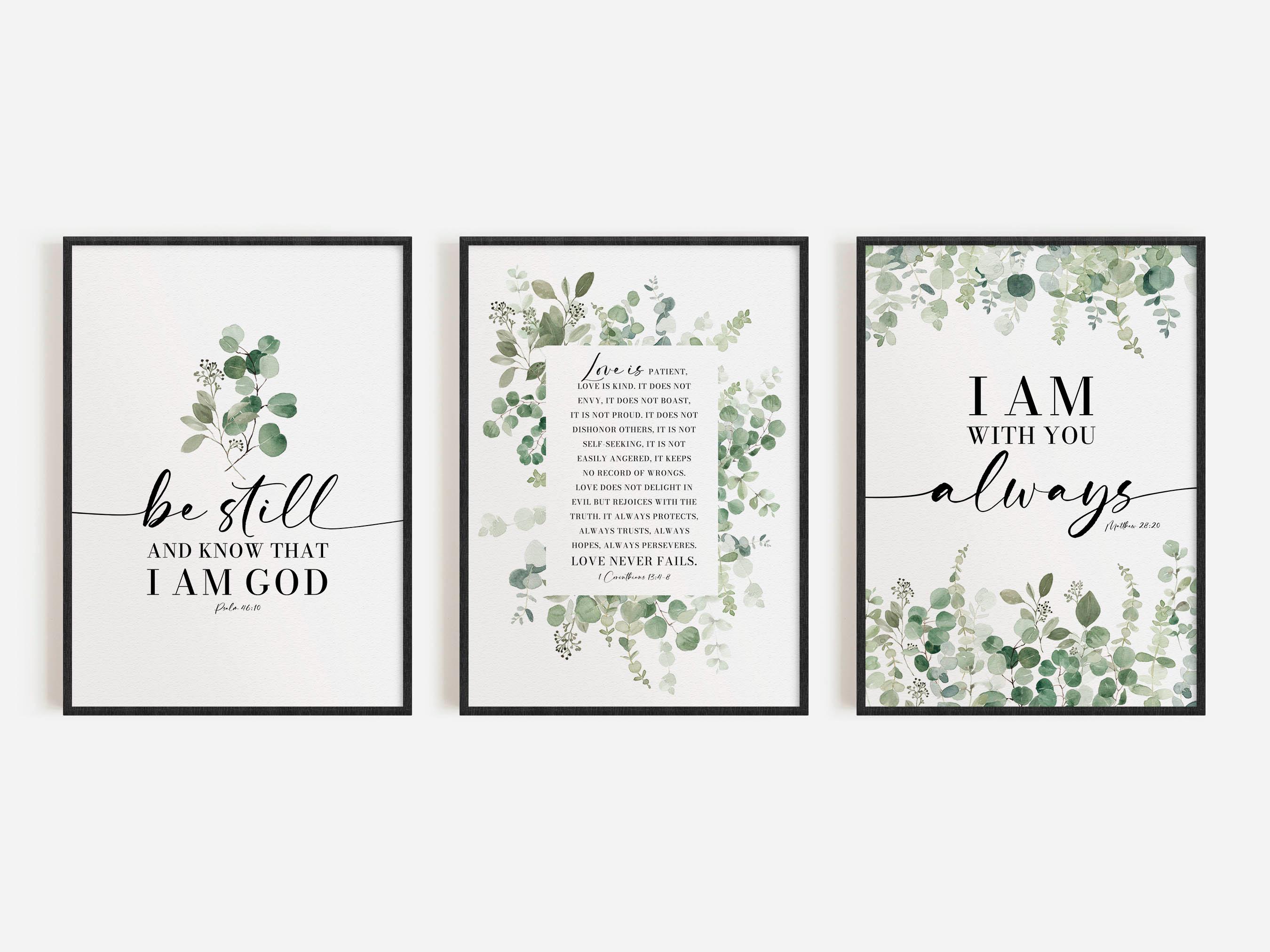 Eucalyptus Bible Verse Wall Art: Christian Farmhouse Decor (set of 3 ...
