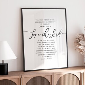 Matthew 22:36-39 NIV Bible Verse Wall Art, Love Your Neighbor ...