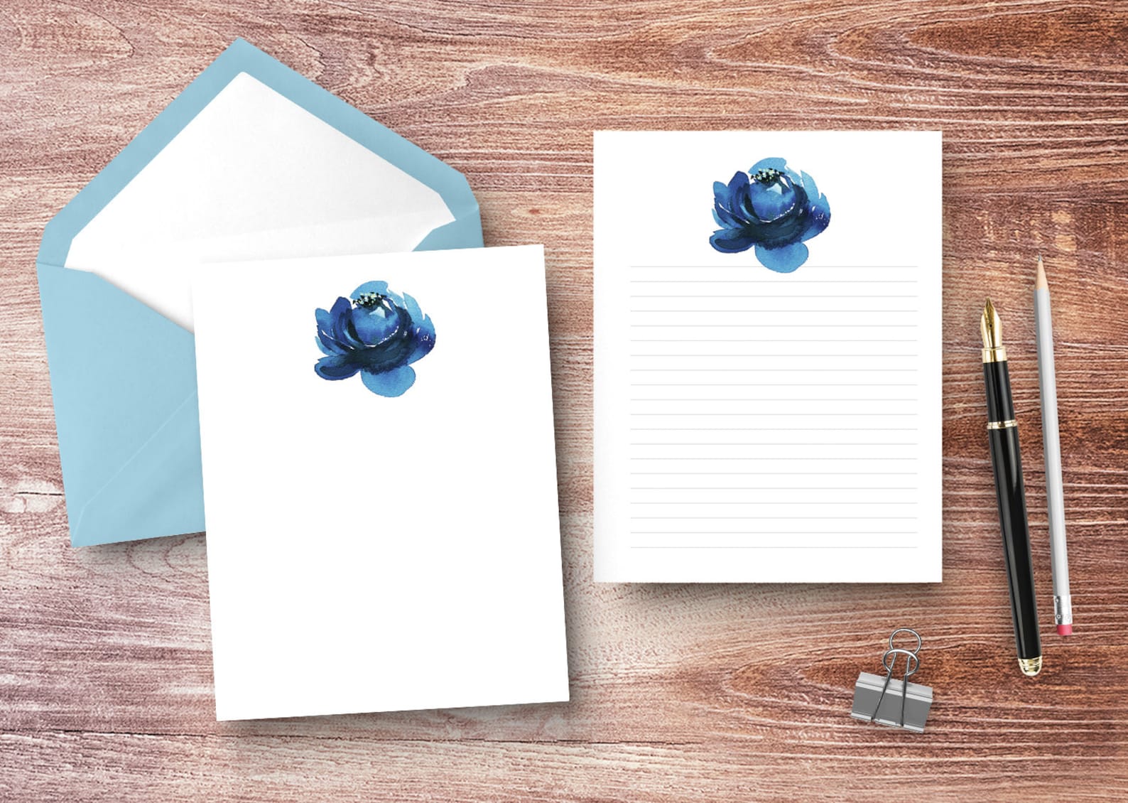 Blue Writing Paper Stationary Set Letter Writing Set - Etsy