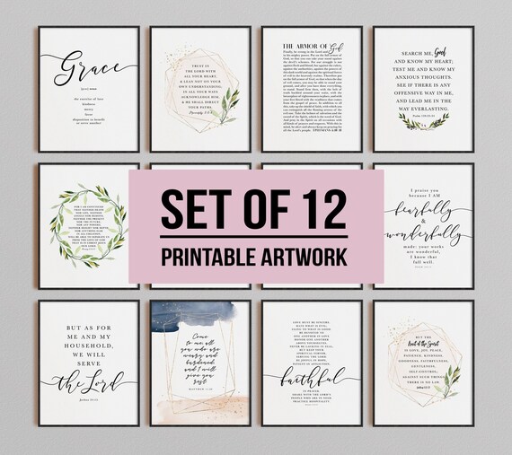 Christian Wall Art Bible Verse Prints Scripture Artwork Set - Etsy