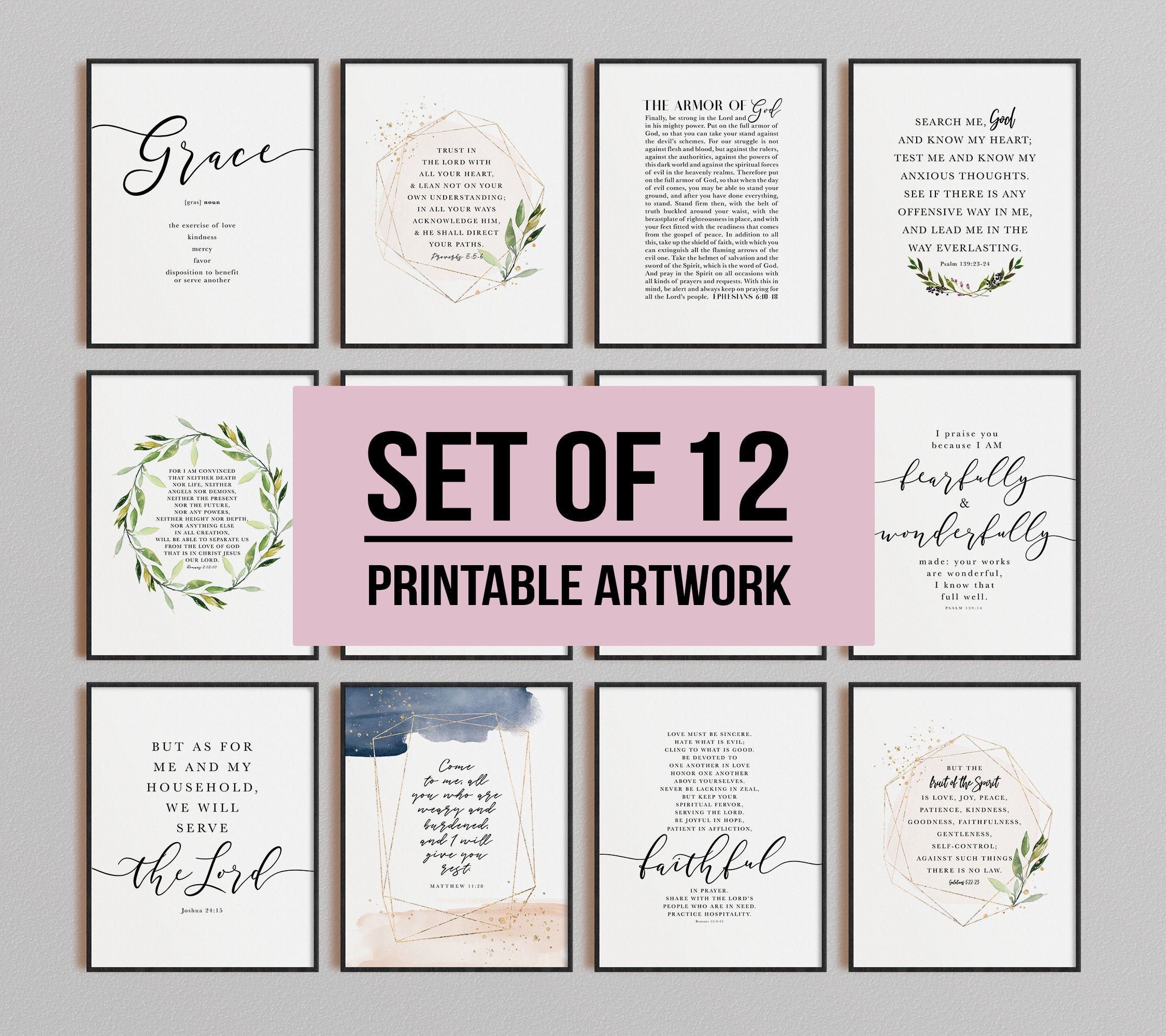 Christian Wall Art Bible Verse Prints Scripture Artwork Set - Etsy